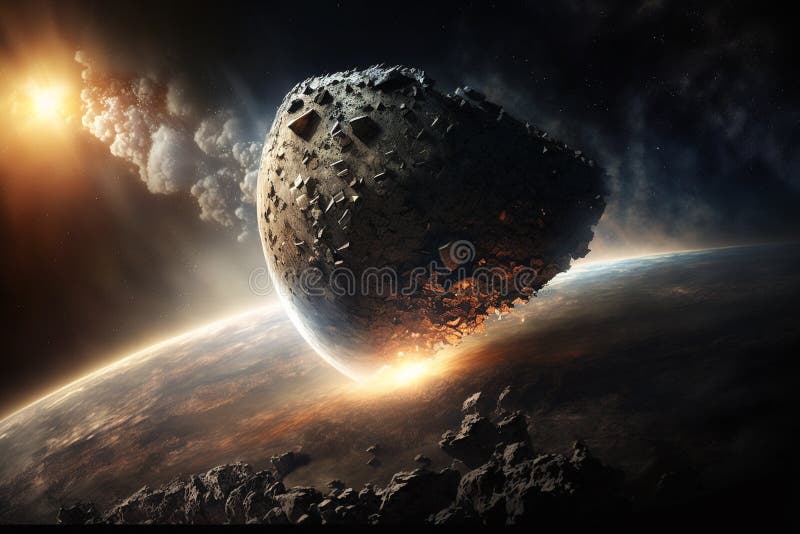 The Cosmic Cataclysm. Giant Asteroid Colliding with a Planet or Earth ...