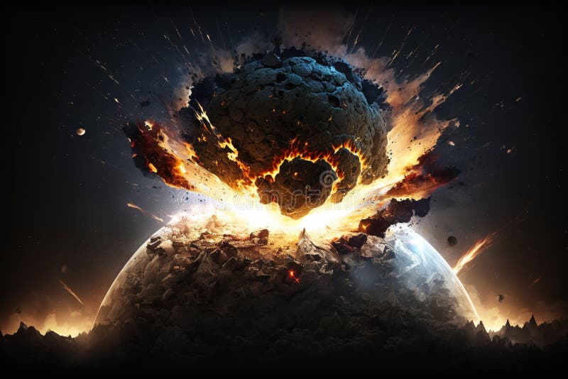 The Cosmic Cataclysm. Giant Asteroid Colliding with a Planet or Earth ...
