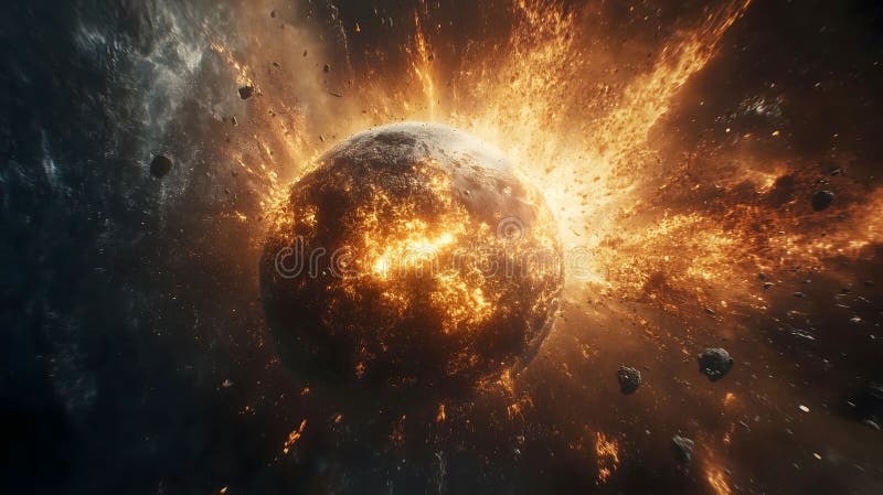 Cosmic Catastrophe: Planetary Collision in Fiery Space Stock ...