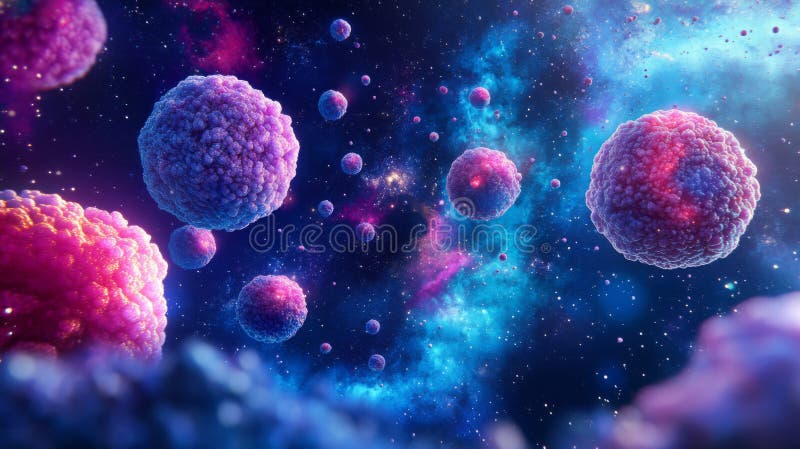 Cosmic Cellular Structures Floating in a Nebula Stock Illustration ...