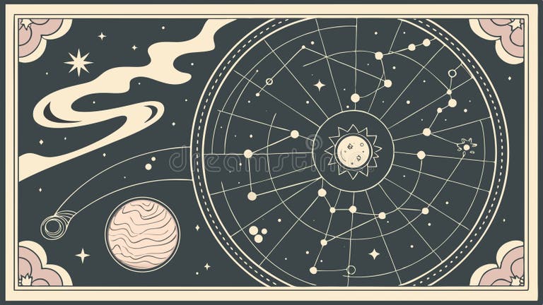 Cosmic Chart, Detailed Celestial Star Map, Vector Design Generative AI ...