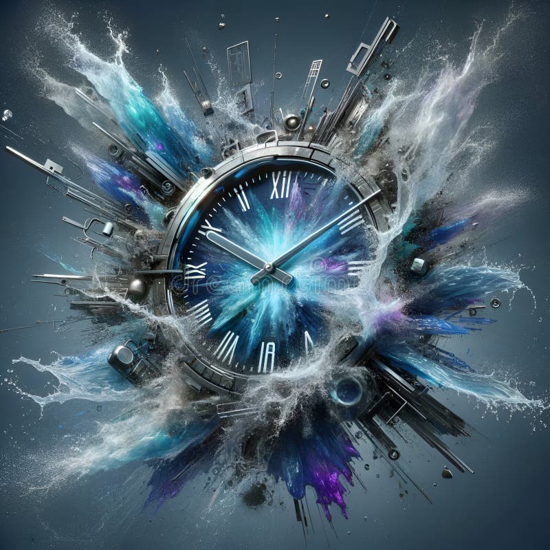 Cosmic Chronology: a Galactic Clock Explosion Stock Illustration ...