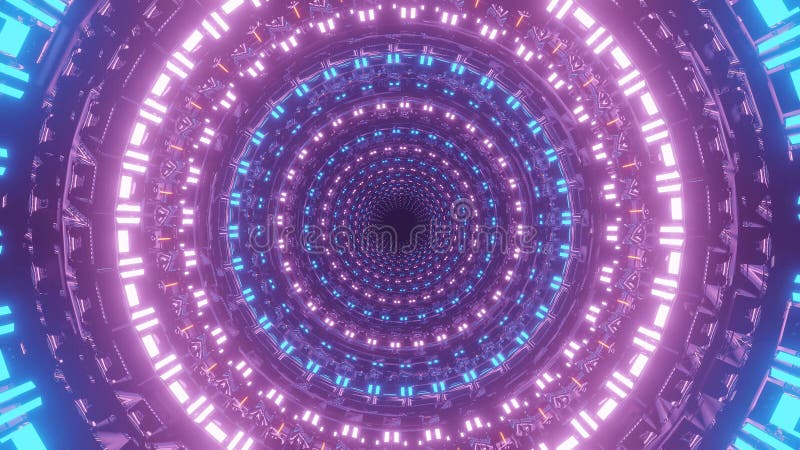 Cosmic Circular Hallway with Colorful Laser Lights Stock Illustration ...