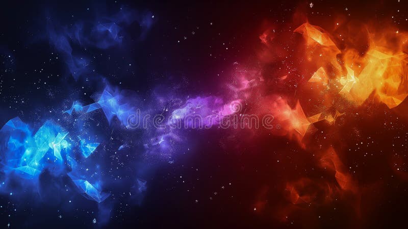 A Cosmic Clash of Blue and Red Nebulae in a Starry Space, Creating a ...