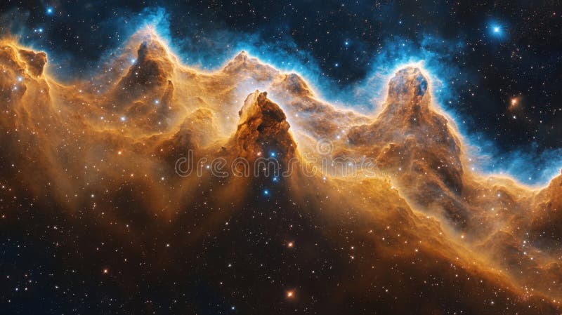 Cosmic Cliffs Golden Nebula Star Formation Stock Illustration ...