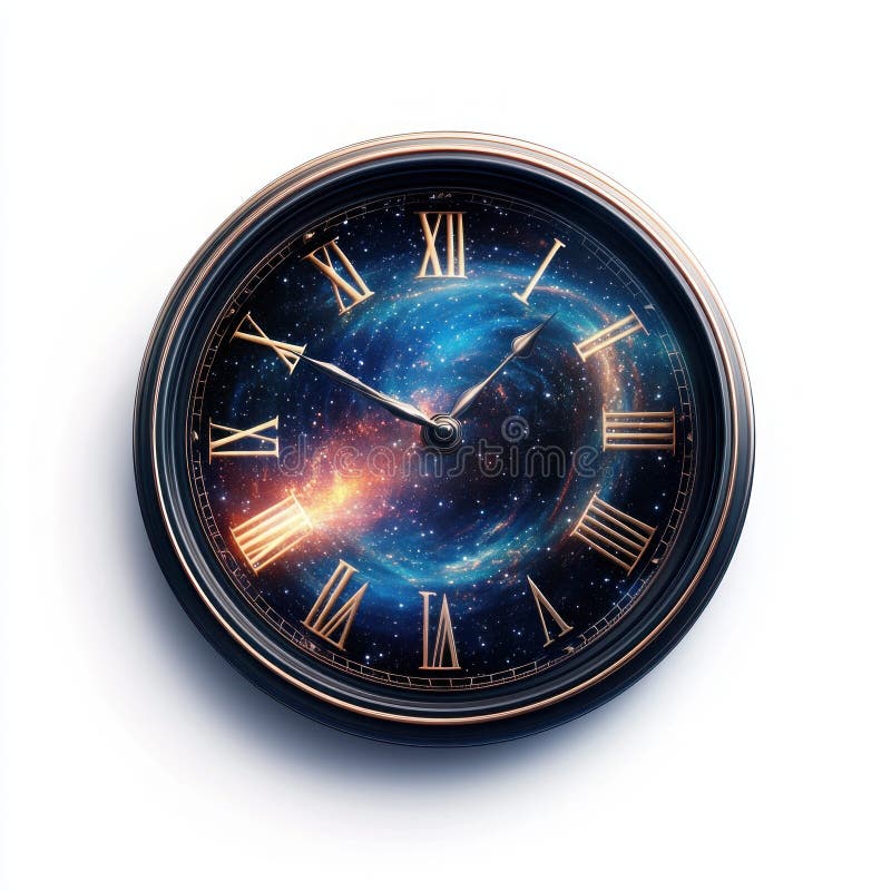 Cosmic Clock Isolated on White Background Stock Illustration ...