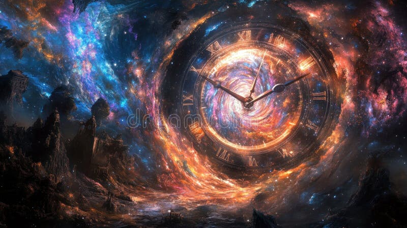 Cosmic Clock: a Journey through Time and Space Stock Illustration ... Cosmic Clock: a Journey through Time and Space Stock Illustration ...