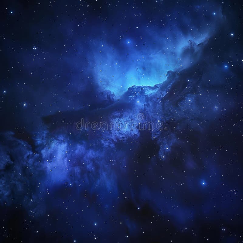Cosmic Cloud of Blue Interstellar Gas, Dust. Nebula in Outer Space ...
