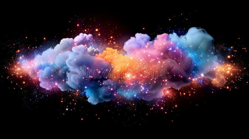 Cosmic Cloud of Colorful Smoke, Sparkles, and Glitter Explosion on a ...