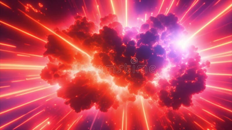 Glowing Rays of Red Light Shining through Dark Clouds in the Sky ...