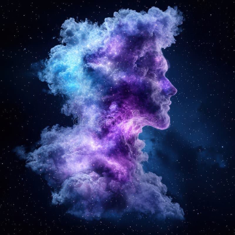 Cosmic Cloud Formation in the Night Sky Stock Illustration ...