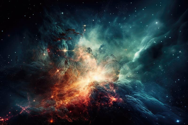 Cosmic Cloud of Gas and Dust Creating Nebula in the Night Sky Stock ...