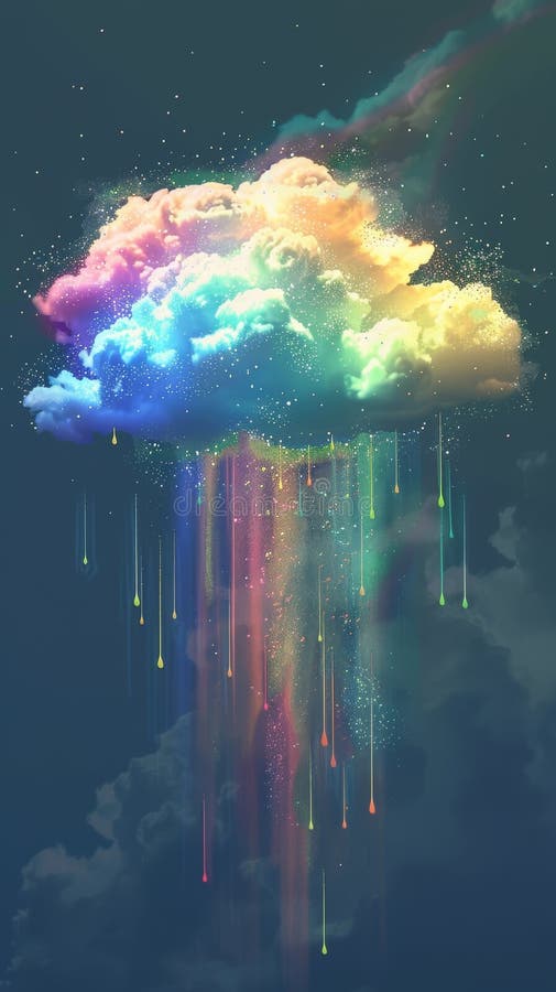 Cosmic Clouds with Colorful Rain Stock Image - Image of starry ...