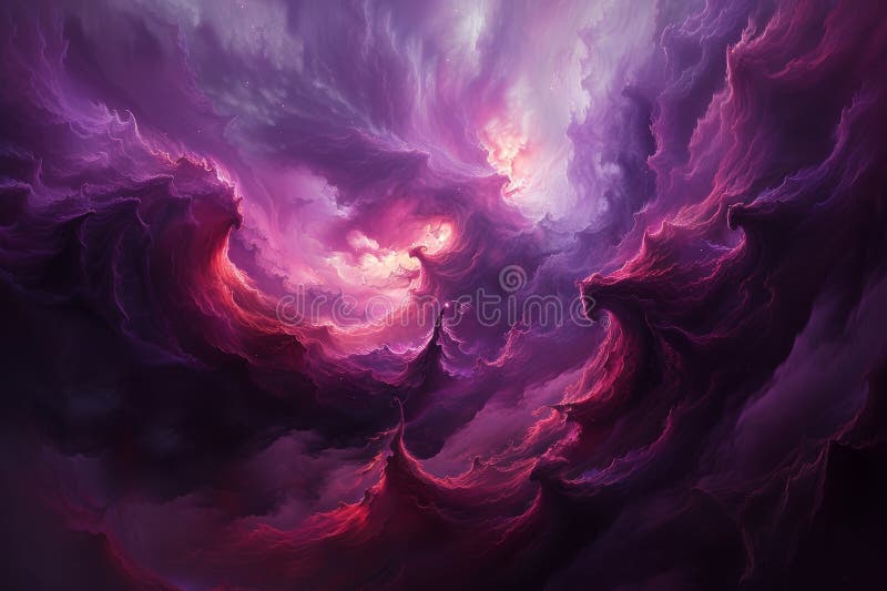 Cosmic Cloudscape Journey through Abstract Nebulae, Purple and Crimson ...