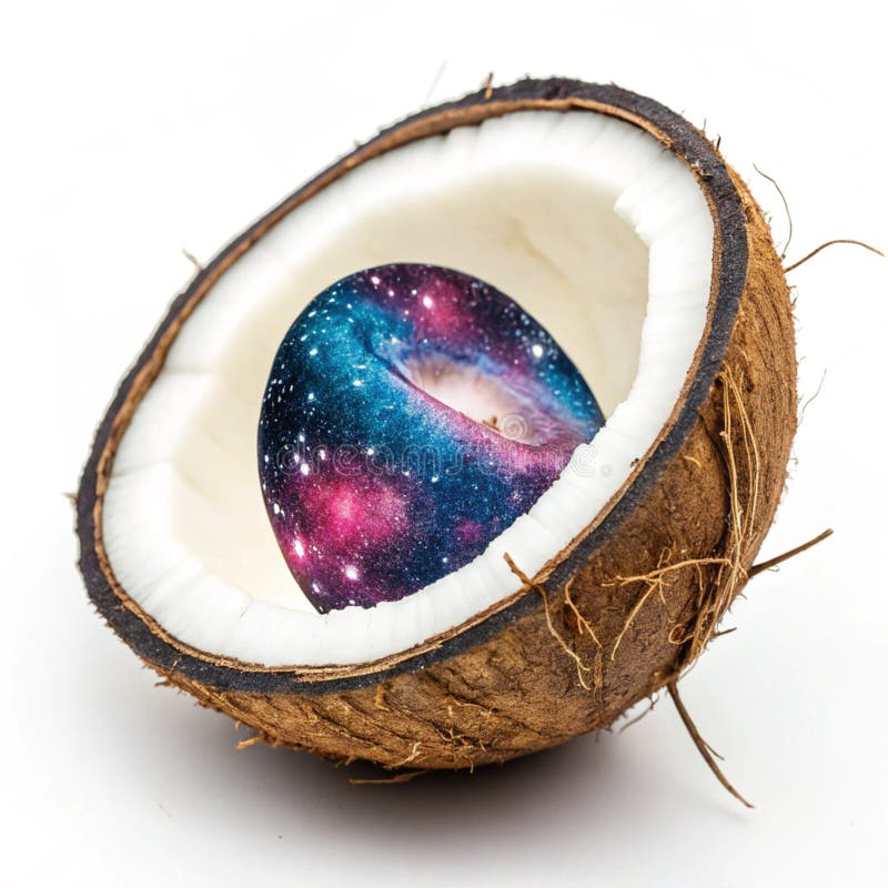 Cosmic Coconut Isolated on White Background Stock Illustration ...