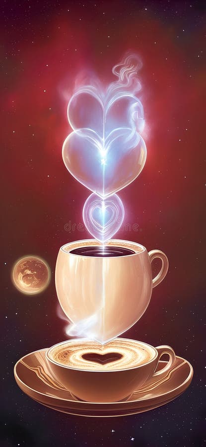 Coffee Cups Steam Heart Shape Stock Illustrations – 113 Coffee Cups ...