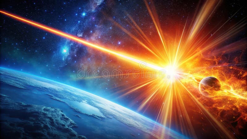 Cosmic Collision a Celestial Body Impacts Another Planet, Creating a ...