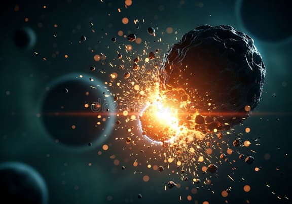 Cosmic Collision Dynamic Explosion Light Rays Stellar Debris Space ...