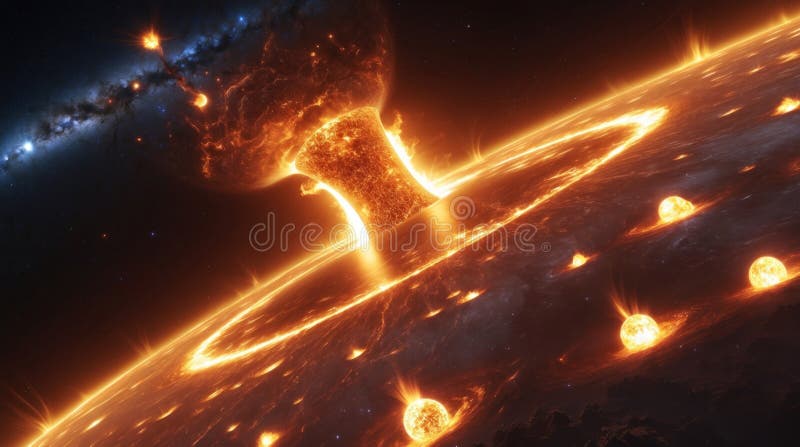 Cosmic Collision: Fiery Celestial Event with Exploding Stars and Galaxy ...