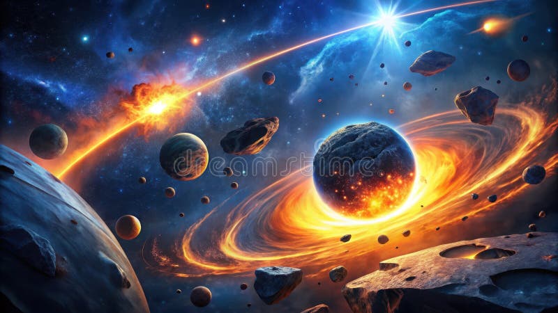 Cosmic Collision a Fiery Dance of Celestial Bodies and Devastating ...