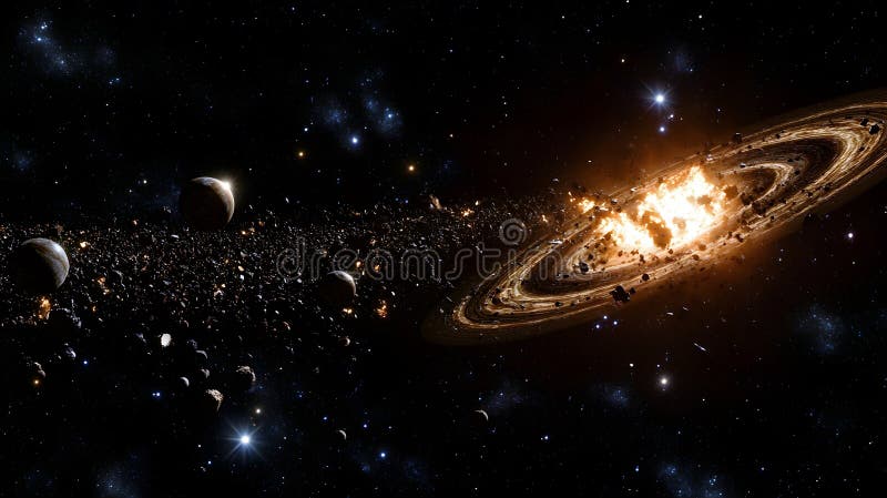 Cosmic Collision- Fiery Planetary Explosion in Space Royalty Free Image ...