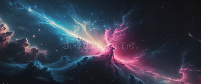 Cosmic Collision Nebula Stunning Space Art Galaxy Wallpaper Stock ...