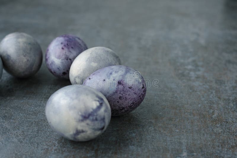 Cosmic-colored Painted Easter Eggs Laid Out on Dark Textural Background ...