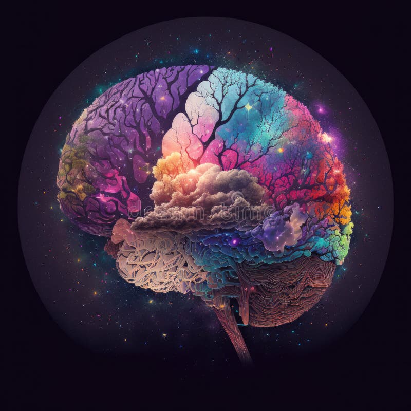 Cosmic Colorful Magic Brain Mind Thoughts Illustration, Universe Space ...
