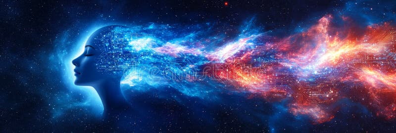 Cosmic Consciousness Ethereal Profile Transformed into Celestial Flow ...