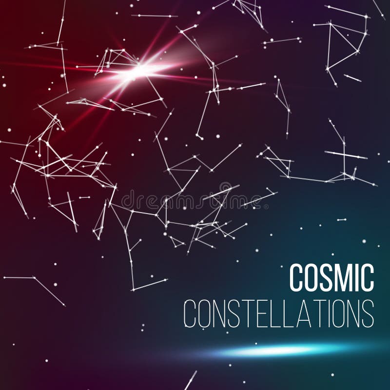 Cosmic Constellations Background Vector. Abstract Magic Space Cosmic ...