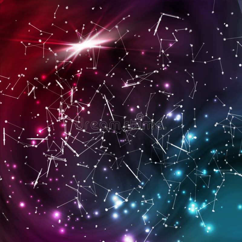 Cosmic Constellations Background Vector. Abstract Magic Space Cosmic ...