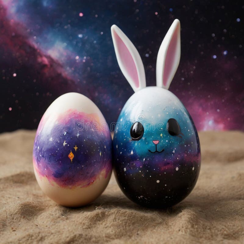 Cosmic Constellations: the Galaxy Easter Egg and Bunny Adventure Stock ...