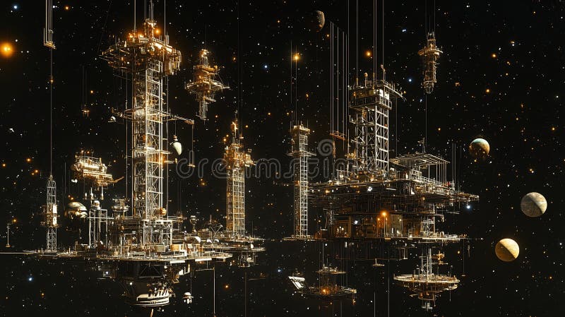 Cosmic Construction Site Amid Orbiting Celestial Structures in ...