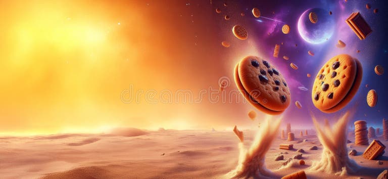 Cosmic Cookie Explosion with Celestial Background Stock Illustration - Illustration of cookie ...