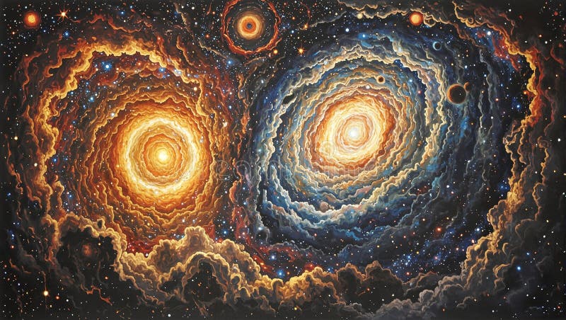 Cosmic Creation in Religious Art Stock Illustration - Illustration of ...