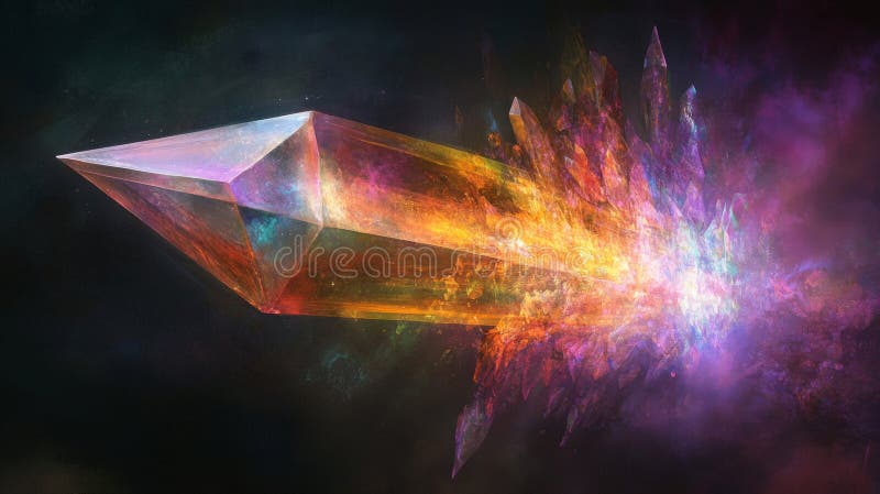 A Cosmic Crystal Exploding with Bright Light and Color Stock ...