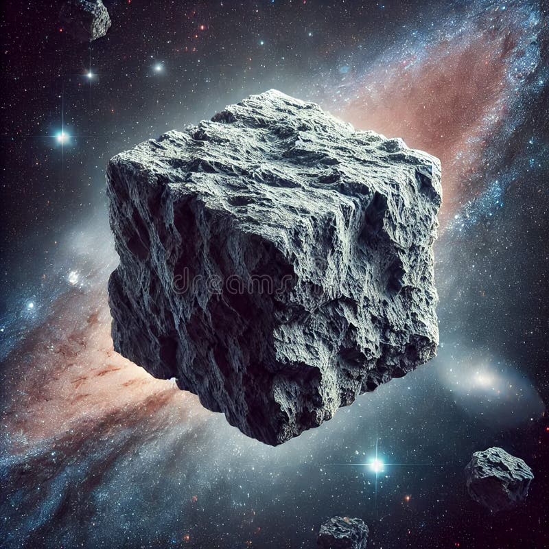 Cosmic Cube a Surreal Asteroid in Deep Space Stock Photo - Image of ...