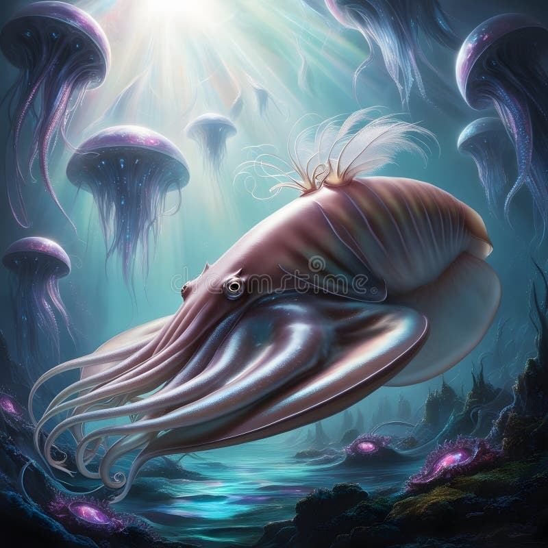 Cosmic Currents: Cuttlefish Blending with Radiant Creatures and ...