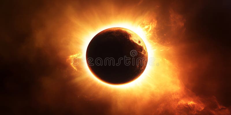 A Cosmic 3D Background Featuring a Celestial Eclipse, Where a Massive ...