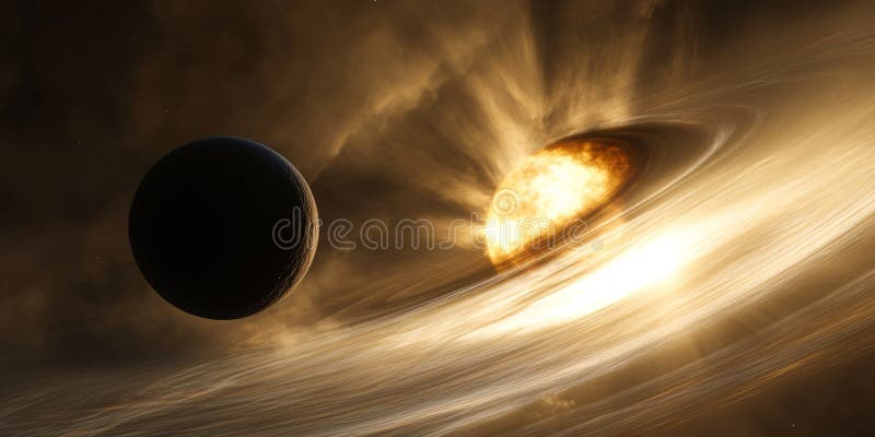 A Cosmic 3D Background Featuring a Celestial Eclipse, Where a Massive ...