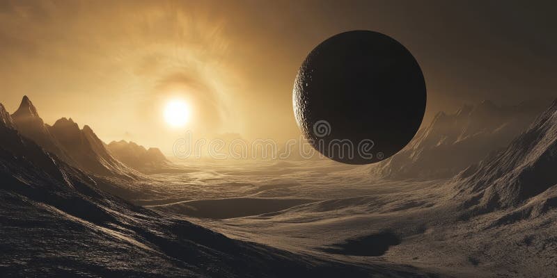 A Cosmic 3D Background Featuring a Celestial Eclipse, Where a Massive ...