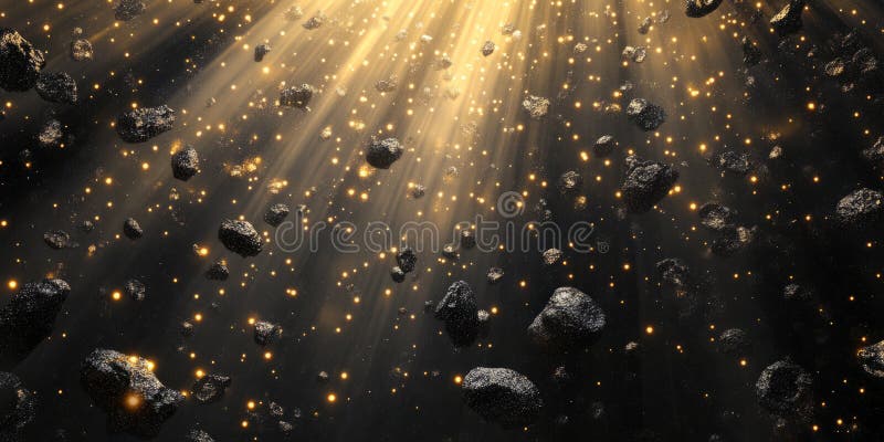A Cosmic 3D Background Showcasing an Asteroid Field Illuminated by the ...