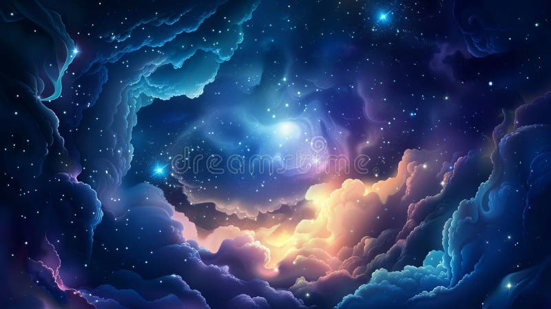 159 Cosmic 3D Cartoon Scene of Swirling Celestial Clouds Forming New ...