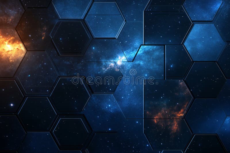 A Cosmic 3D Hexagonal Background Where Each Panel Showcases a Different ...