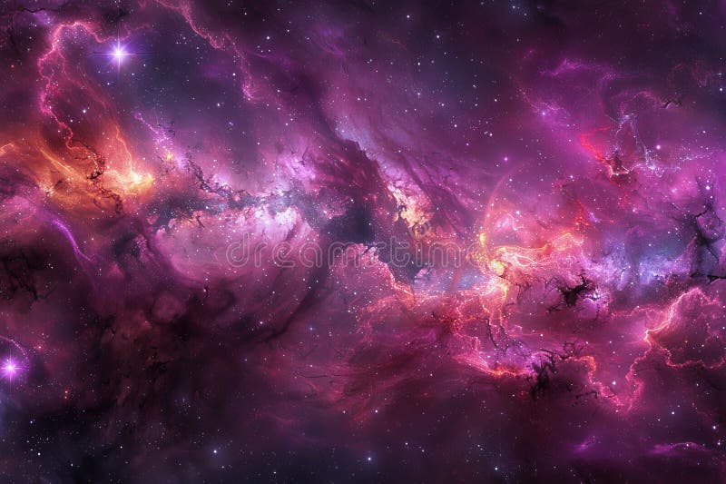 Cosmic Dance Abstract Intertwined Nebulae of Purple and Orange, Vast ...