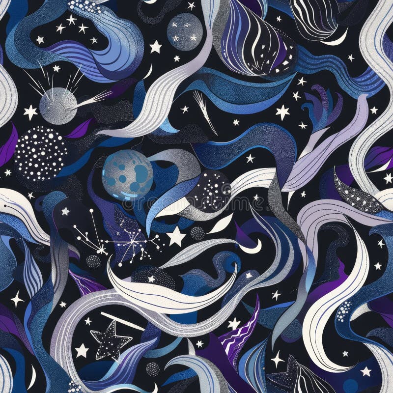 Cosmic Dance of Ethereal Figures in Swirling Galaxy Stock Image - Image ...