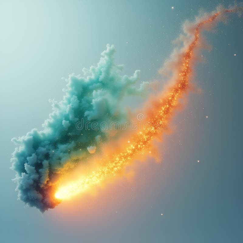 Cosmic Dance Bright Comet S Fiery Path through Dusty Skies Stock Illustration - Illustration of ...