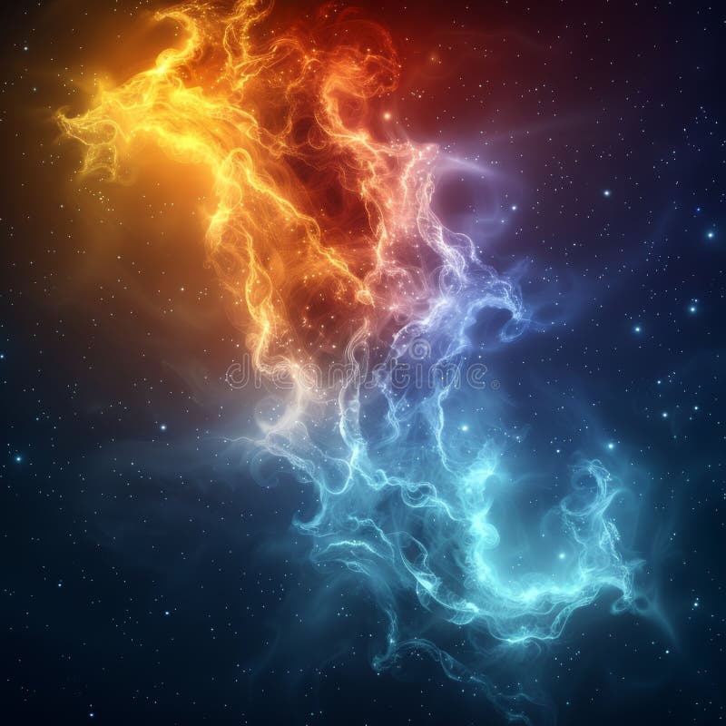 Cosmic Dance of Fire and Ice Abstract Colorful Nebula Background ...