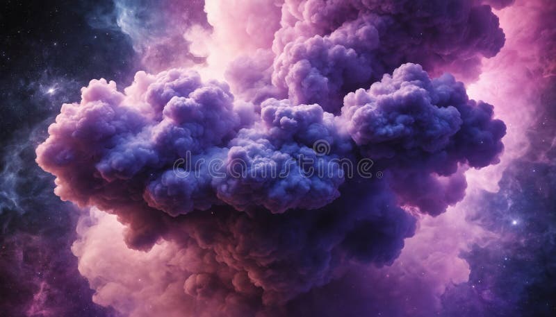 A Cosmic Dance of Lavender and Lilac Clouds in the Starry Void Stock ...