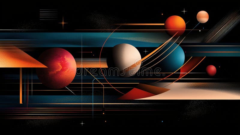 Cosmic Dance of Planets Outer Space Abstract Art Digital Environment ...